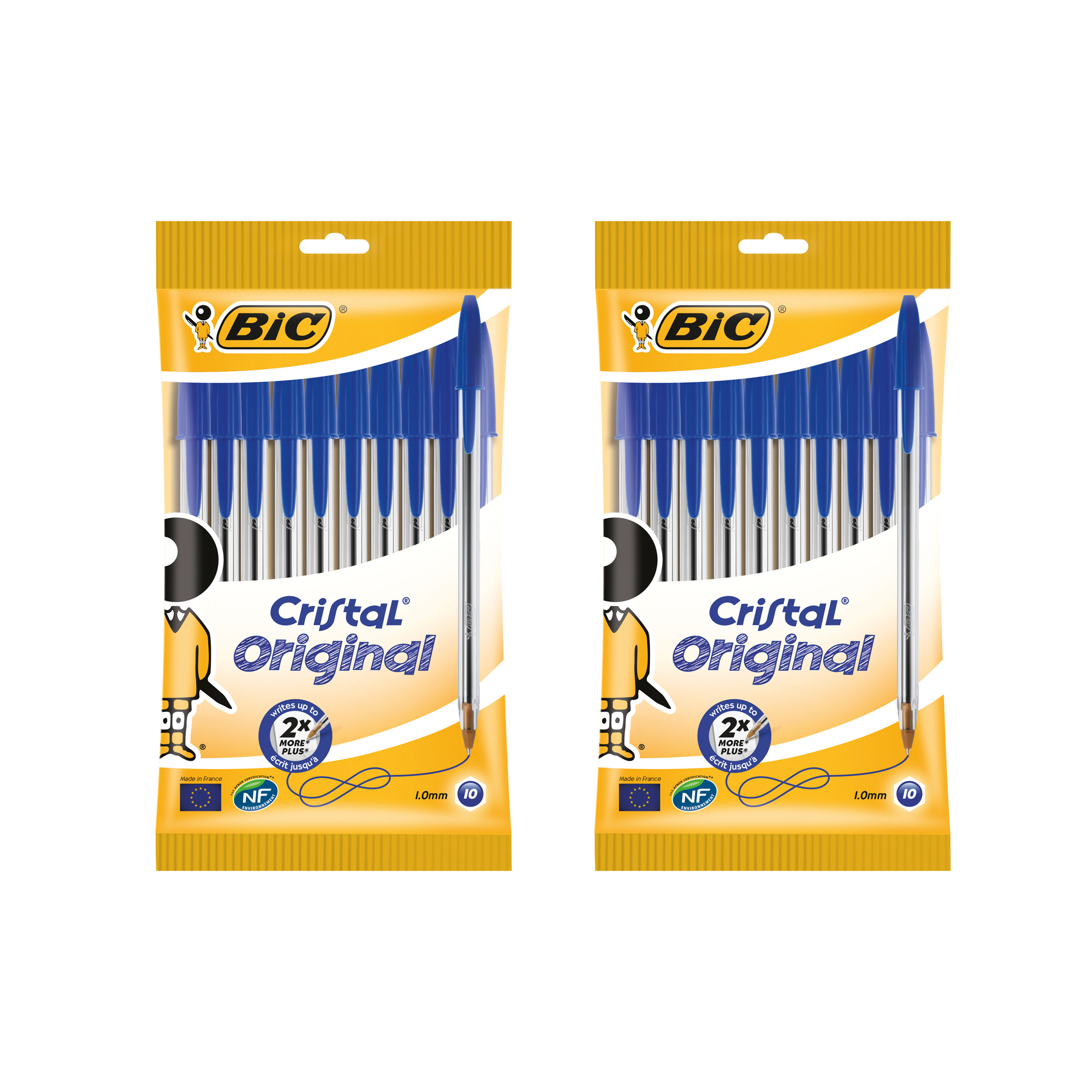 BIC Cristal Original Ballpoint Pen Medium Point 1.0 mm – Blue 2 Packs ...